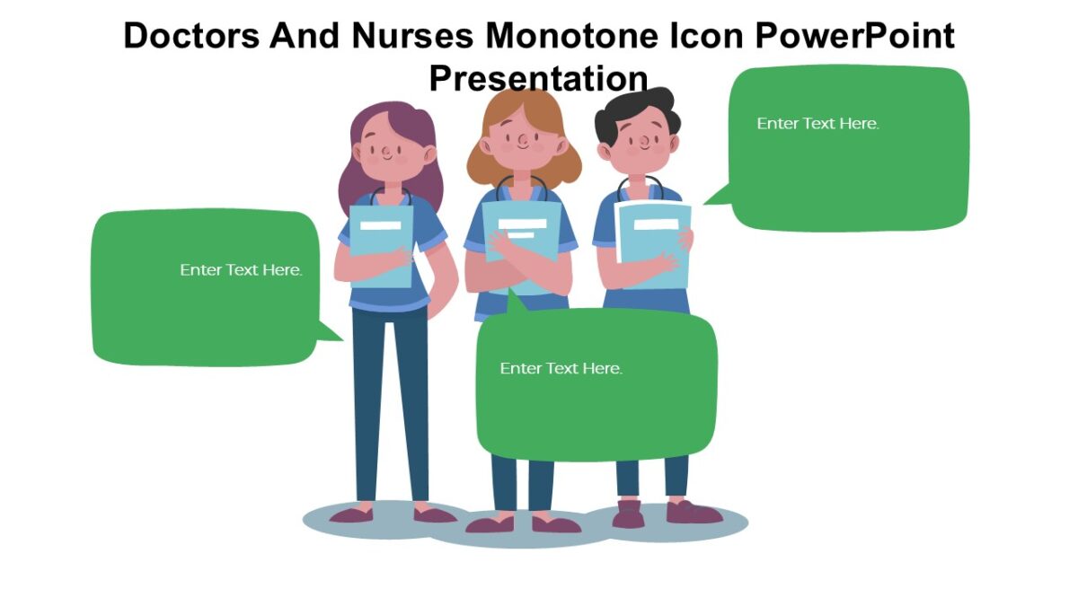 Doctors And Nurses Monotone Icon PowerPoint Presentation : 100% ...