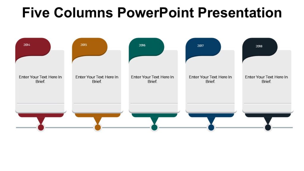 Five Columns PowerPoint Presentation : 100% Editable PPTx