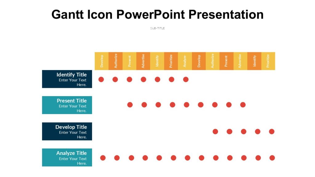 Gantt Icon PowerPoint Presentation : 100% Editable PPTx