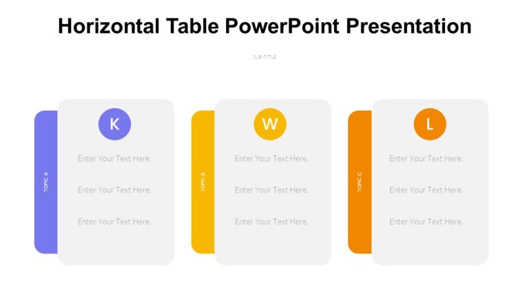 Horizontal Table PowerPoint Presentation : 100% Editable PPTx