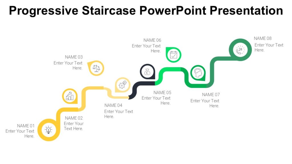 Progressive Staircase PowerPoint Presentation : 100% Editable PPTx