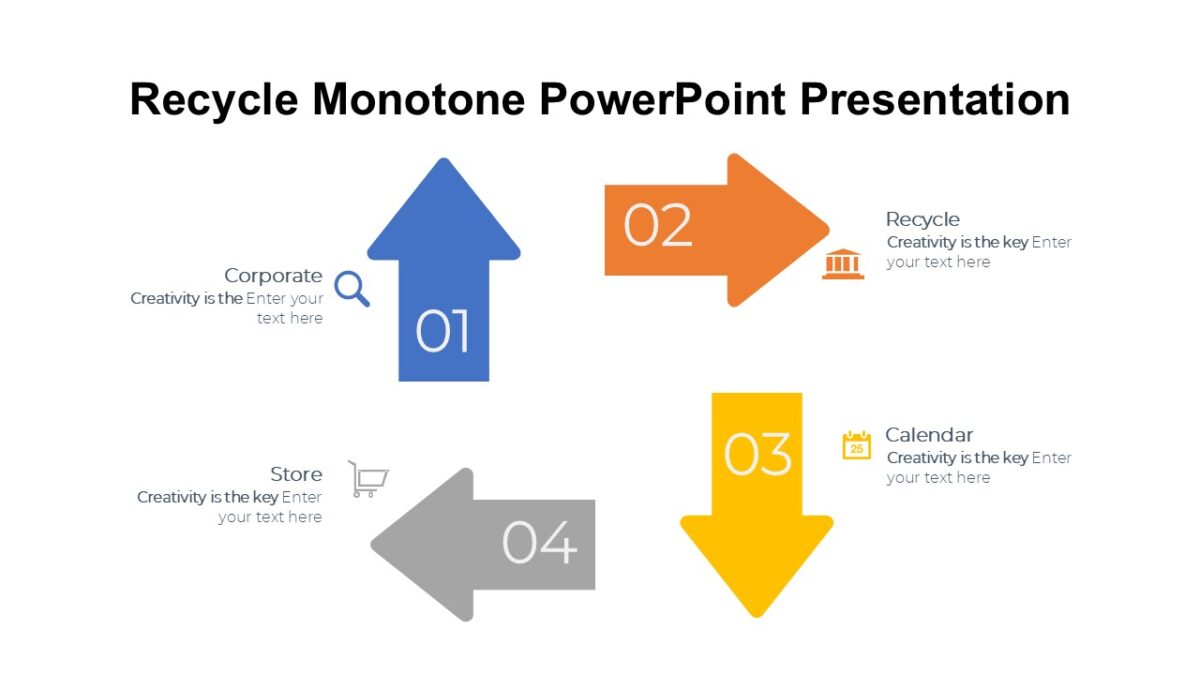 Recycle Monotone PowerPoint Presentation : 100% Editable PPTx