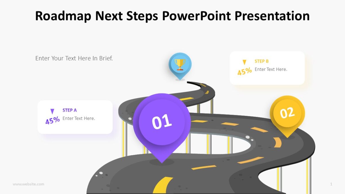 Roadmap Next Steps PowerPoint Presentation : 100% Editable PPTx