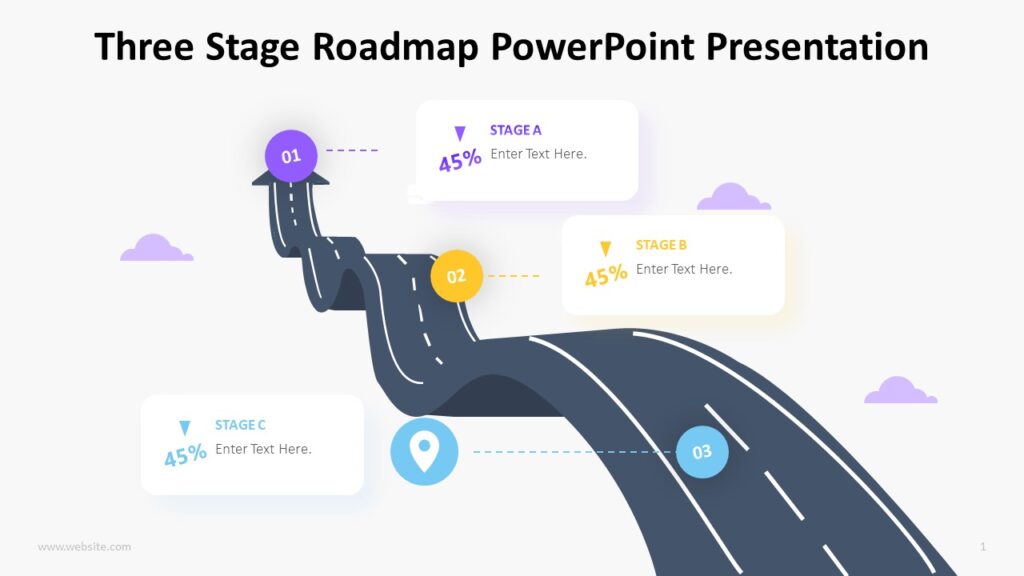 Three Stage Roadmap PowerPoint Presentation - PPTUniverse