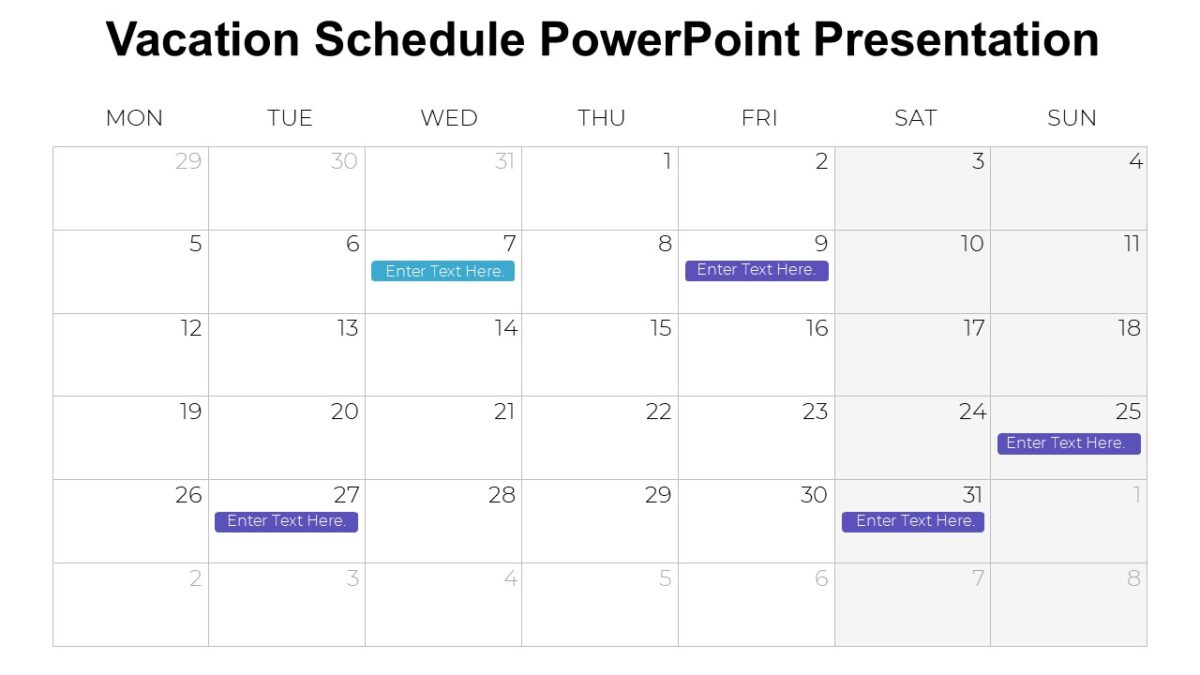 Vacation Schedule PowerPoint Presentation : 100% Editable PPTx