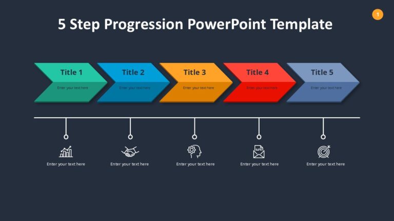 5 Step Progression PowerPoint Template : 100% Editable PPTx