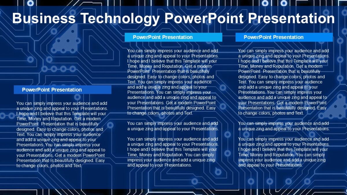 Business Technology PowerPoint Presentation : 100% Editable PPTx