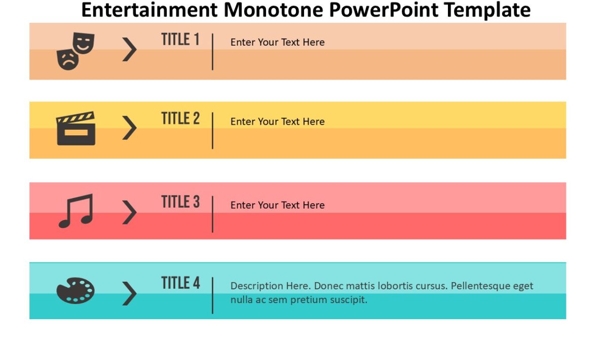 Entertainment Monotone PowerPoint Template : 100% Editable PPTx