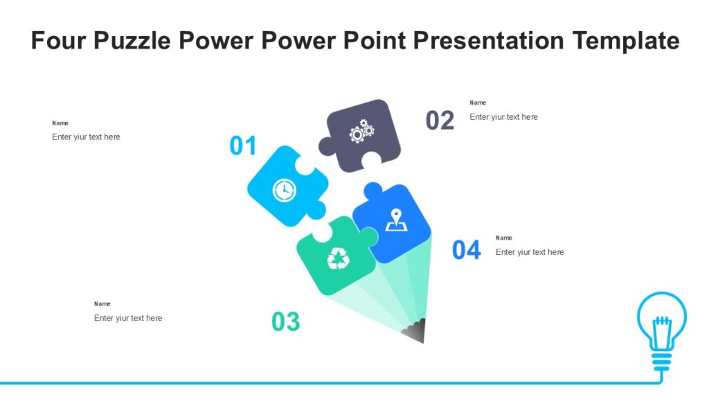 Four Puzzle Power Power Point Presentation Template : 100% Editable PPTx