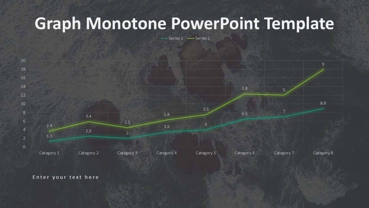 Graph Monotone PowerPoint Template : 100% Editable PPTx