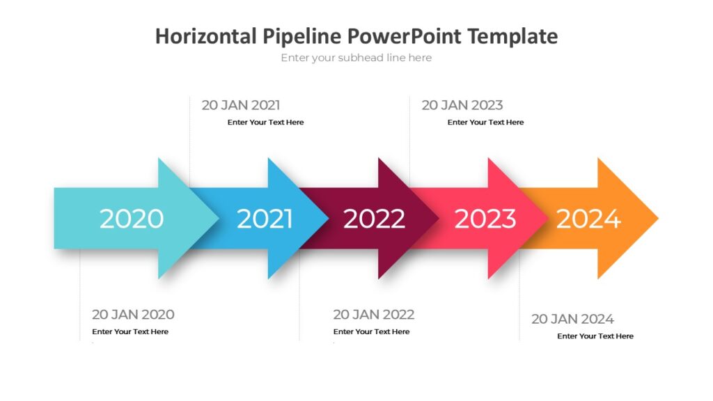 Horizontal Pipeline PowerPoint Template : 100% Editable PPTx