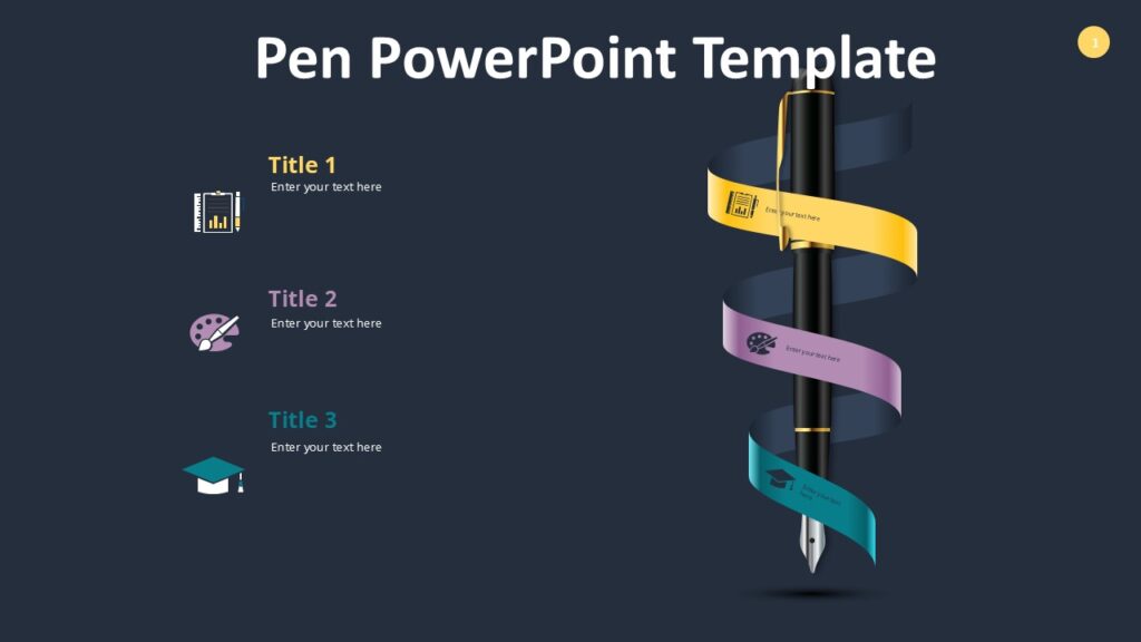 Pen PowerPoint Template : 100% Editable PPTx