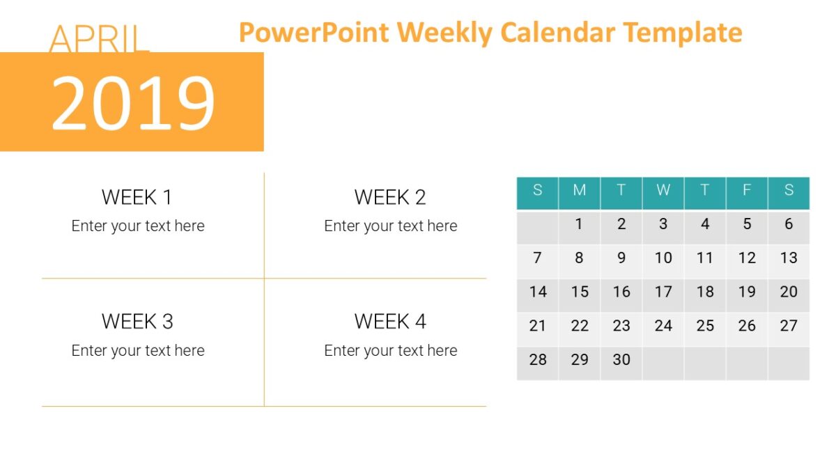 PowerPoint Weekly Calendar Template : 100% Editable PPTx