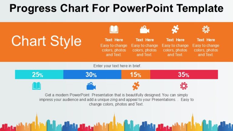 Progress Chart For PowerPoint Template : 100% Editable PPTx