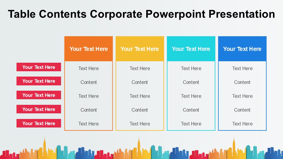 Table Contents Corporate Powerpoint Presentation - PPTUniverse