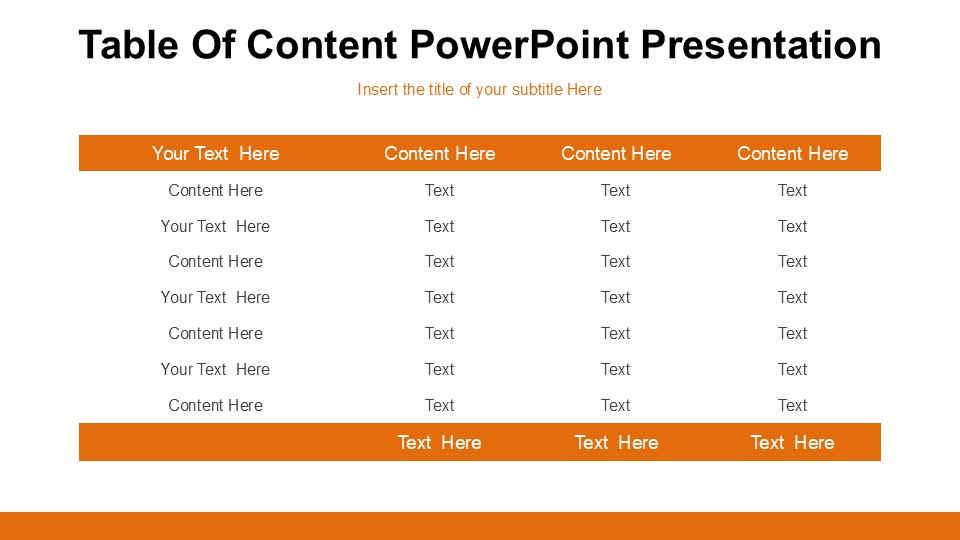 Table Of Content PowerPoint Presentation - PPTUniverse