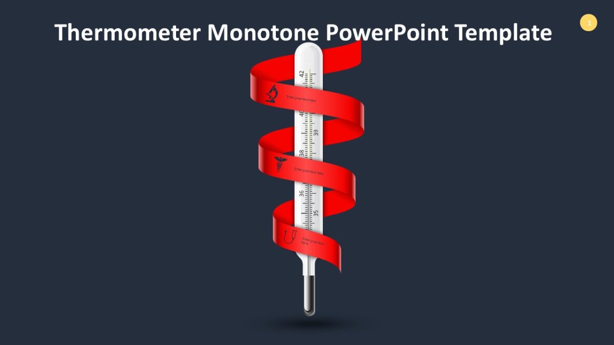 Thermometer Monotone PowerPoint Template : 100% Editable PPTx
