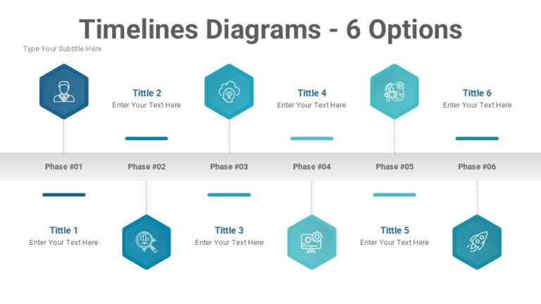 Timelines Diagrams - 6 Options - PPTUniverse