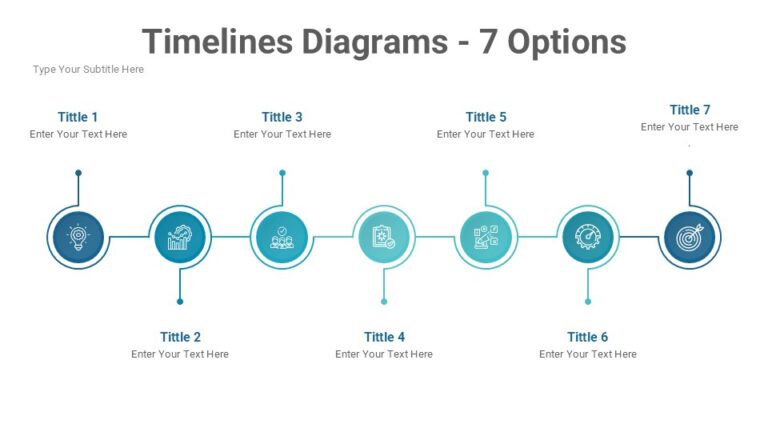 Timelines Diagrams - 7 Options - PPTUniverse