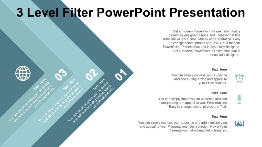3 Level Filter PowerPoint Presentation : 100% Editable PPTx