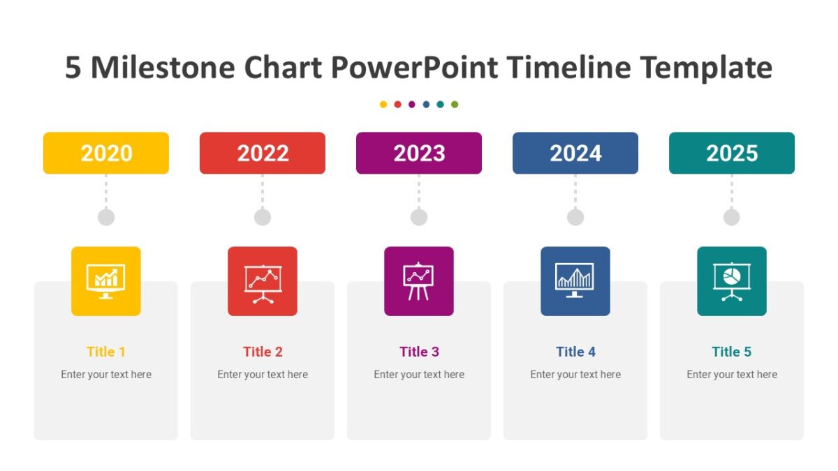 5 Milestone Chart PowerPoint Timeline Template : 100% Editable PPTx
