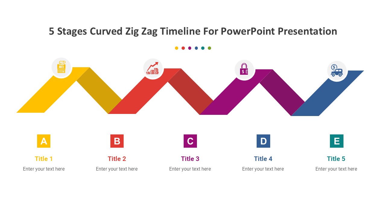 5 Stages Curved Zig Zag Timeline For PowerPoint Presentation - PPTUniverse