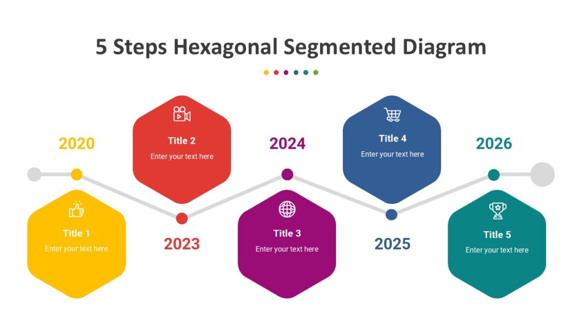 5 Steps Hexagonal Segmented Diagram - PPTUniverse