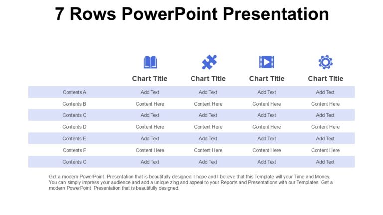 7 Rows PowerPoint Presentation : 100% Editable PPTx