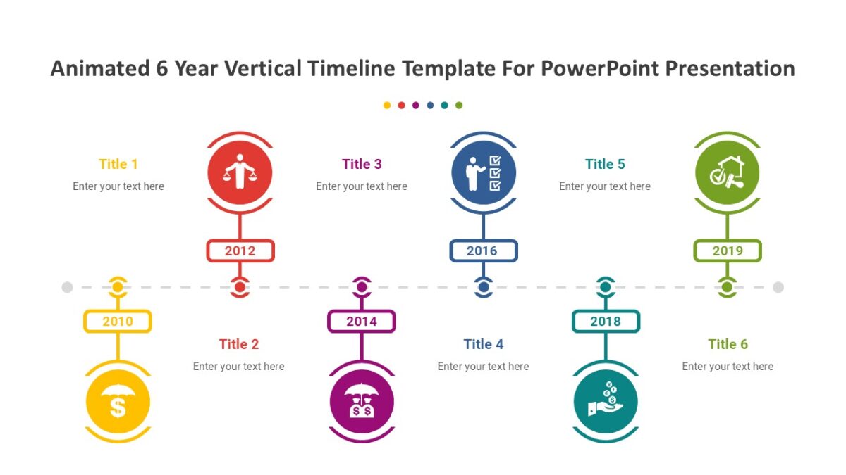 Animated 6 Year Vertical Timeline Template For PowerPoint Presentation - PPTUniverse