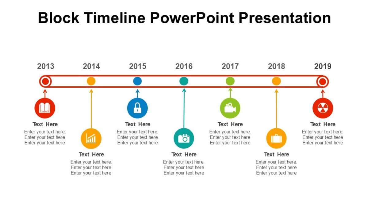 Block Timeline PowerPoint Presentation : 100% Editable PPTx