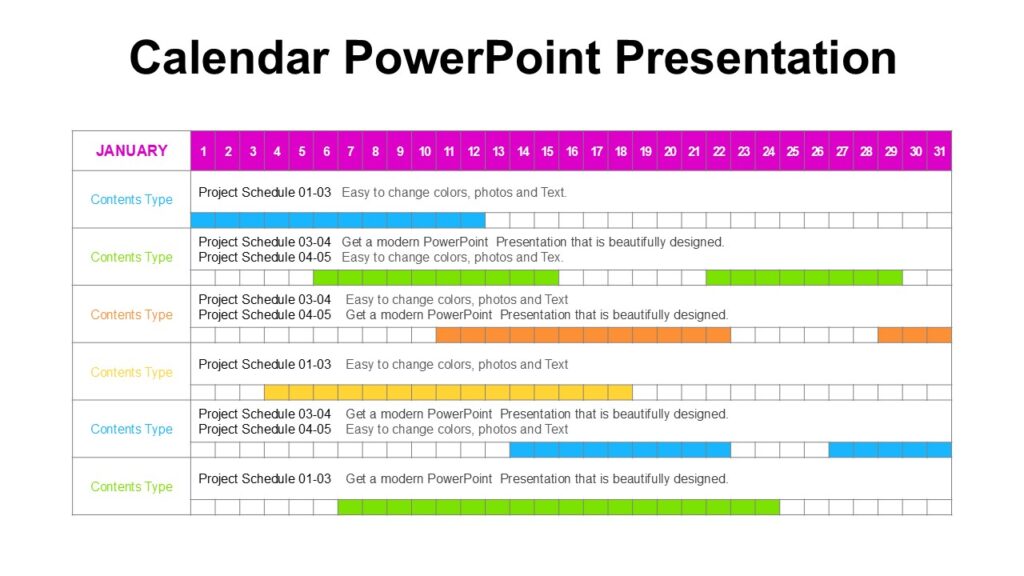 Calendar PowerPoint Presentation : 100% Editable PPTx