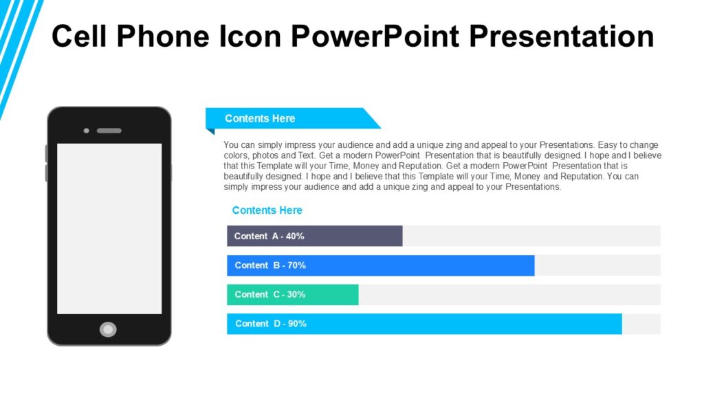 Cell Phone Icon PowerPoint Presentation : 100% Editable PPTx