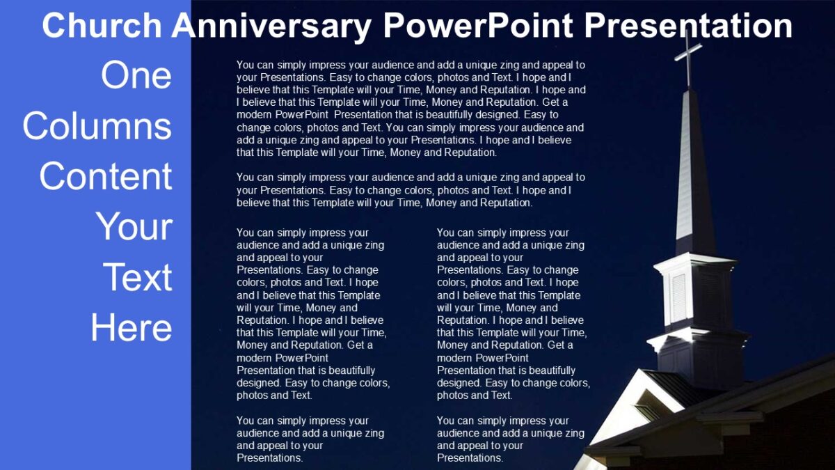 Church Anniversary PowerPoint Presentation : 100% Editable PPTx