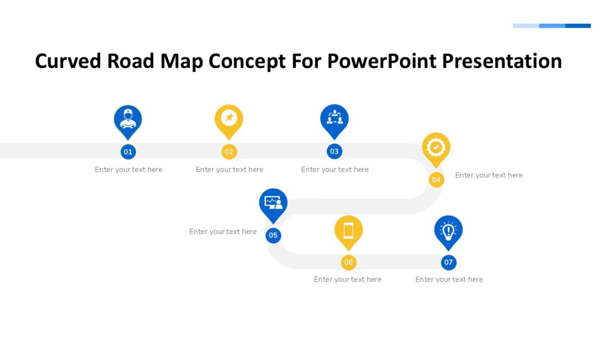 Curved Road Map Concept For PowerPoint Presentation : 100% Editable PPTx