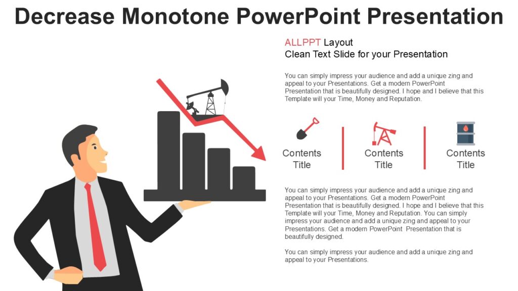 Decrease Monotone PowerPoint Presentation : 100% Editable PPTx