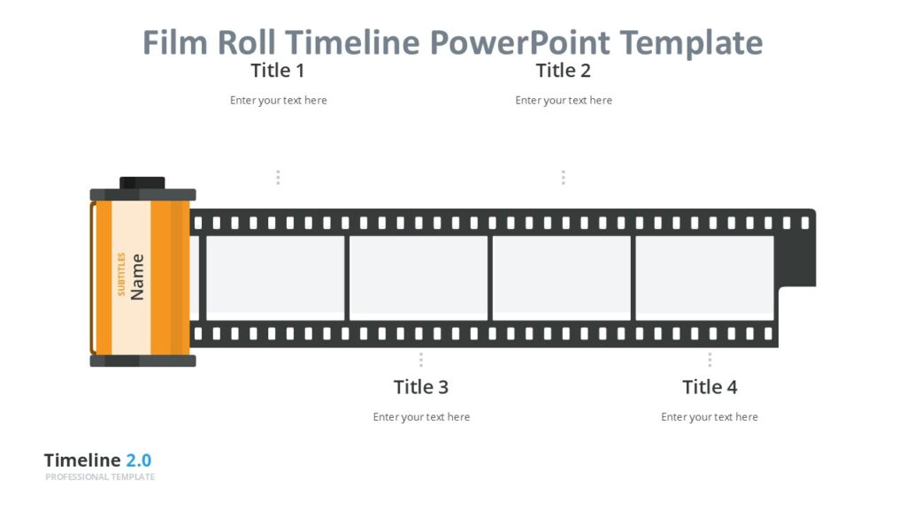 Film Roll Timeline PowerPoint Template : 100% Editable PPTx