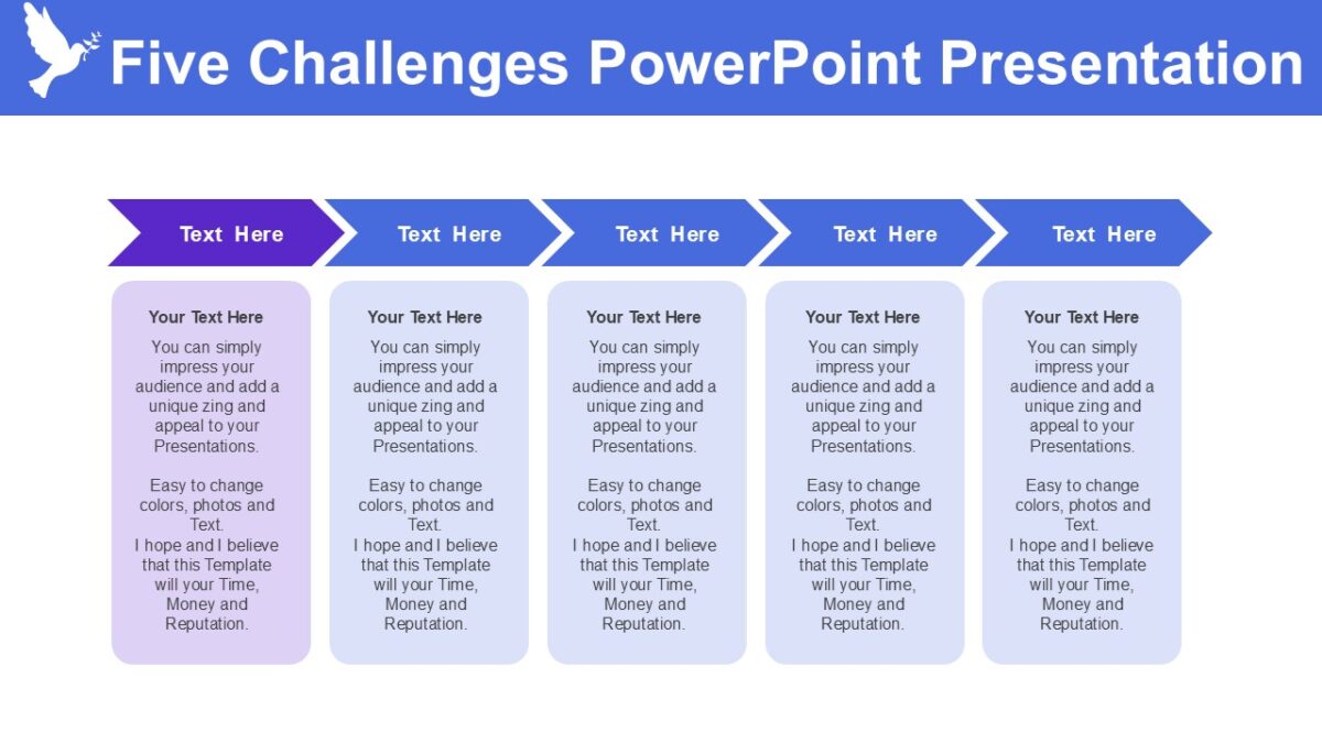 Five Challenges PowerPoint Presentation : 100% Editable PPTx