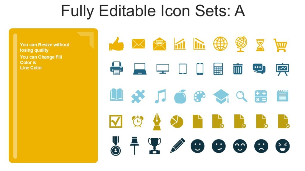 Fully Editable Icon Sets A : 100% Editable PPTx