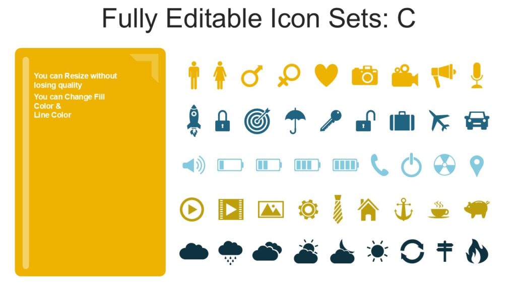 Fully Editable Icon Sets C : 100% Editable PPTx