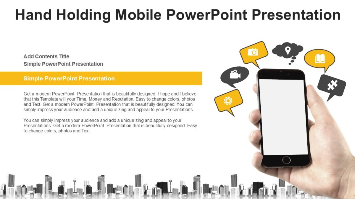 Hand Holding Mobile PowerPoint Presentation - PPTUniverse
