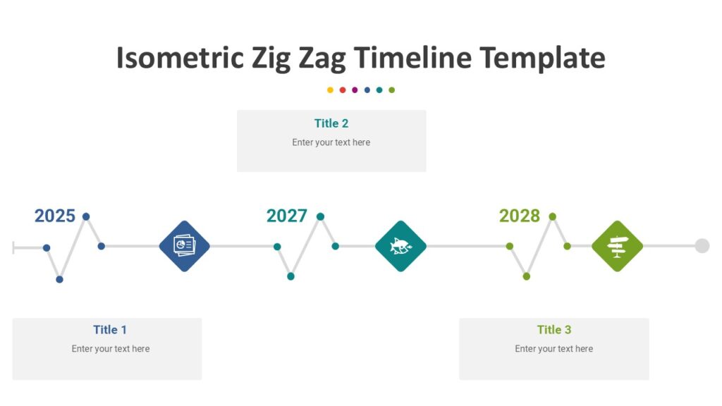 Isometric Zig Zag Timeline Template : 100% Editable PPTx