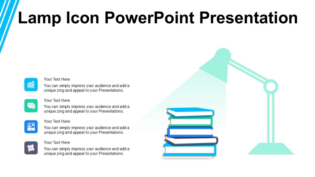 Lamp Icon PowerPoint Presentation : 100% Editable PPTx