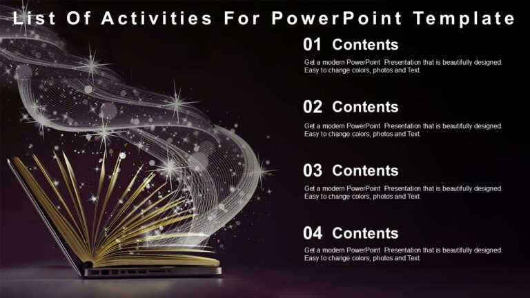 List Of Activities For PowerPoint Template : 100% Editable PPTx