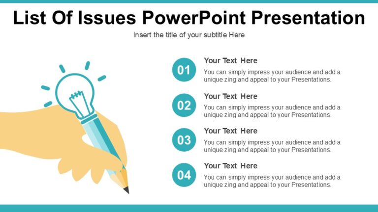 List Of Issues PowerPoint Presentation : 100% Editable PPTx