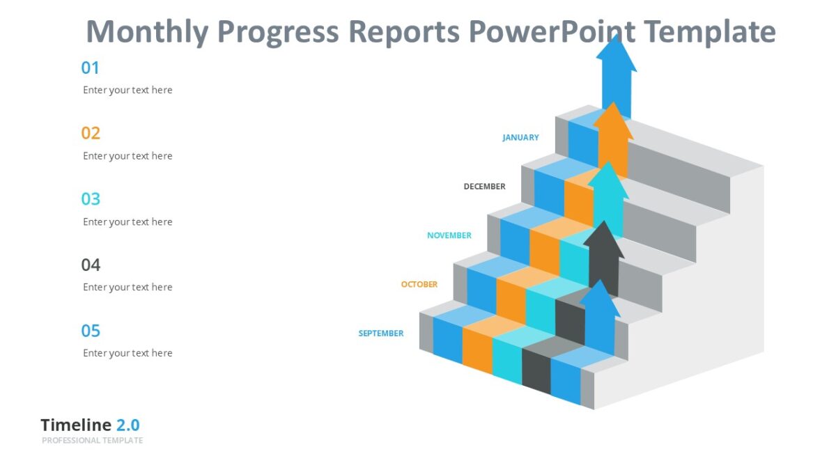 Monthly Progress Reports PowerPoint Template : 100% Editable PPTx