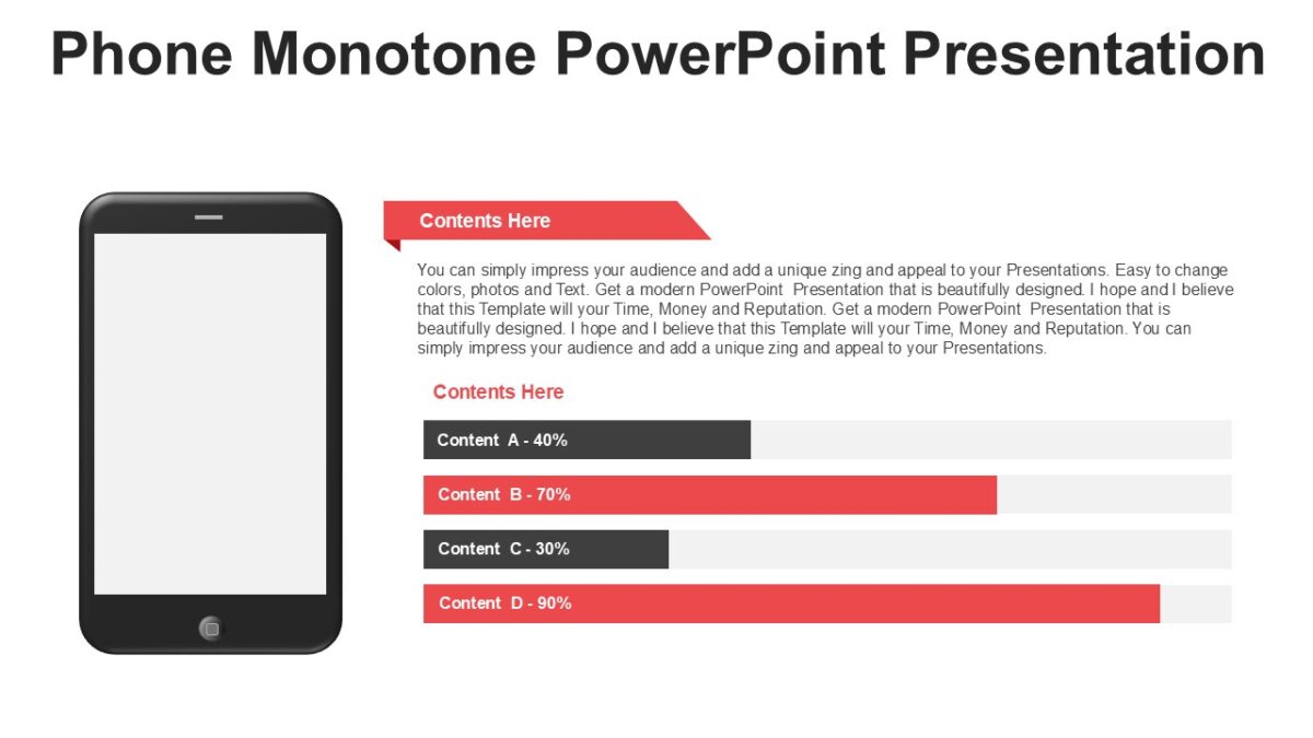 Phone Monotone PowerPoint Presentation : 100% Editable PPTx