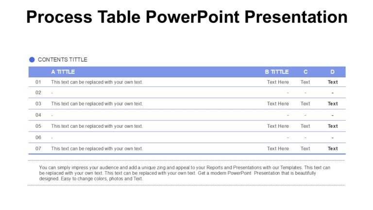 Process Table Powerpoint Presentation Pptuniverse