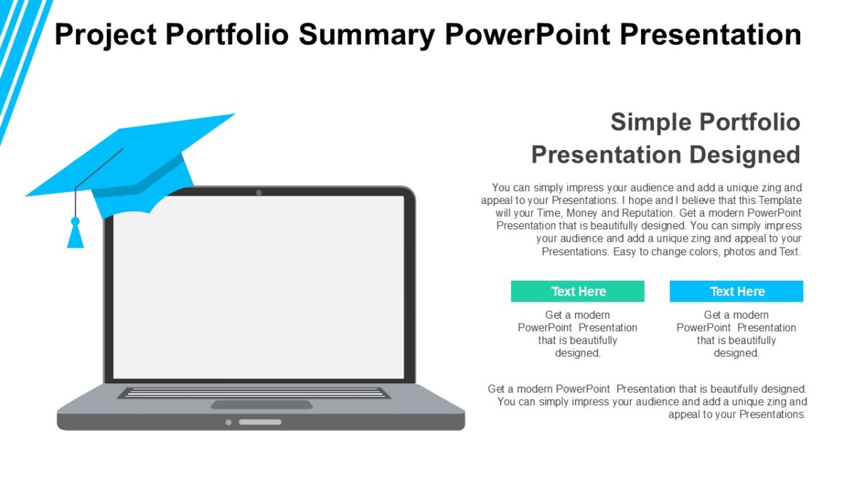 Project Portfolio Summary PowerPoint Presentation : 100% Editable PPTx