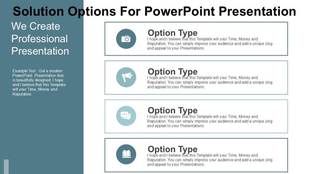 Solution Options For PowerPoint Presentation : 100% Editable PPTx