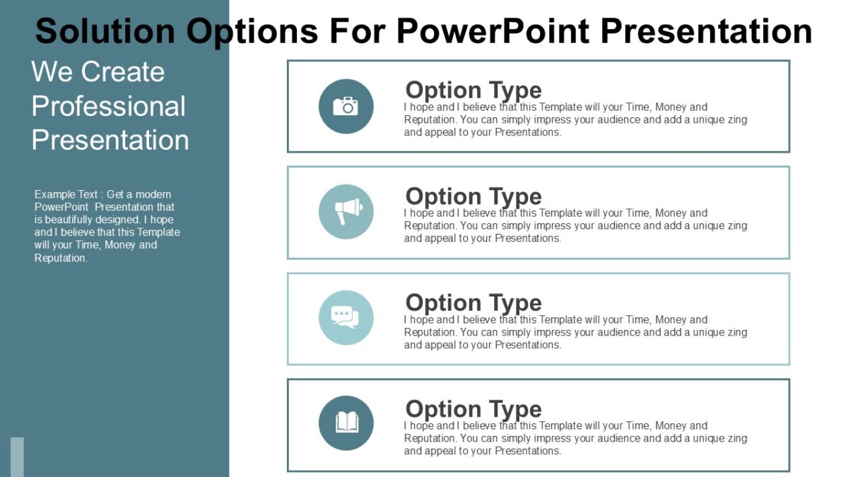 Solution Options For PowerPoint Presentation : 100% Editable PPTx